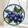 Blueberry Cluster Fruit Stained Glass Style Suncatcher Window Hanging ...