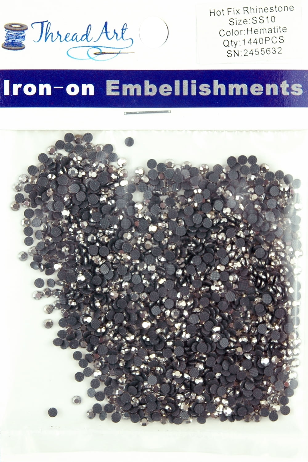 Hot Fix Rhinestones by Threadart SS10 (3mm) - Hematite - 10 Gross (1440 ...