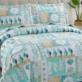 Jessy Home Nautical Blue Ocean Quilt Set, Twin Size, 3pc Coastal ...