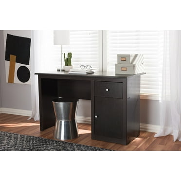 Contemporary Style Desk With 2 Locking File Drawers, Dark Brown ...
