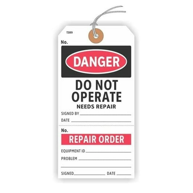 Danger - DO NOT Operate - Needs Repair Numbered Tags (901-1000) with ...