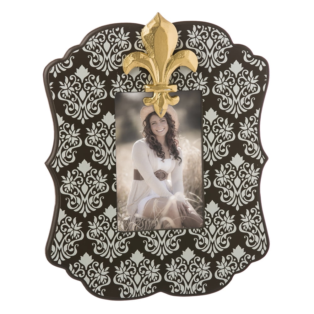 Cypress Home Golden Fleur de Lis 4x6 Wooden Picture Frame - Walmart.com