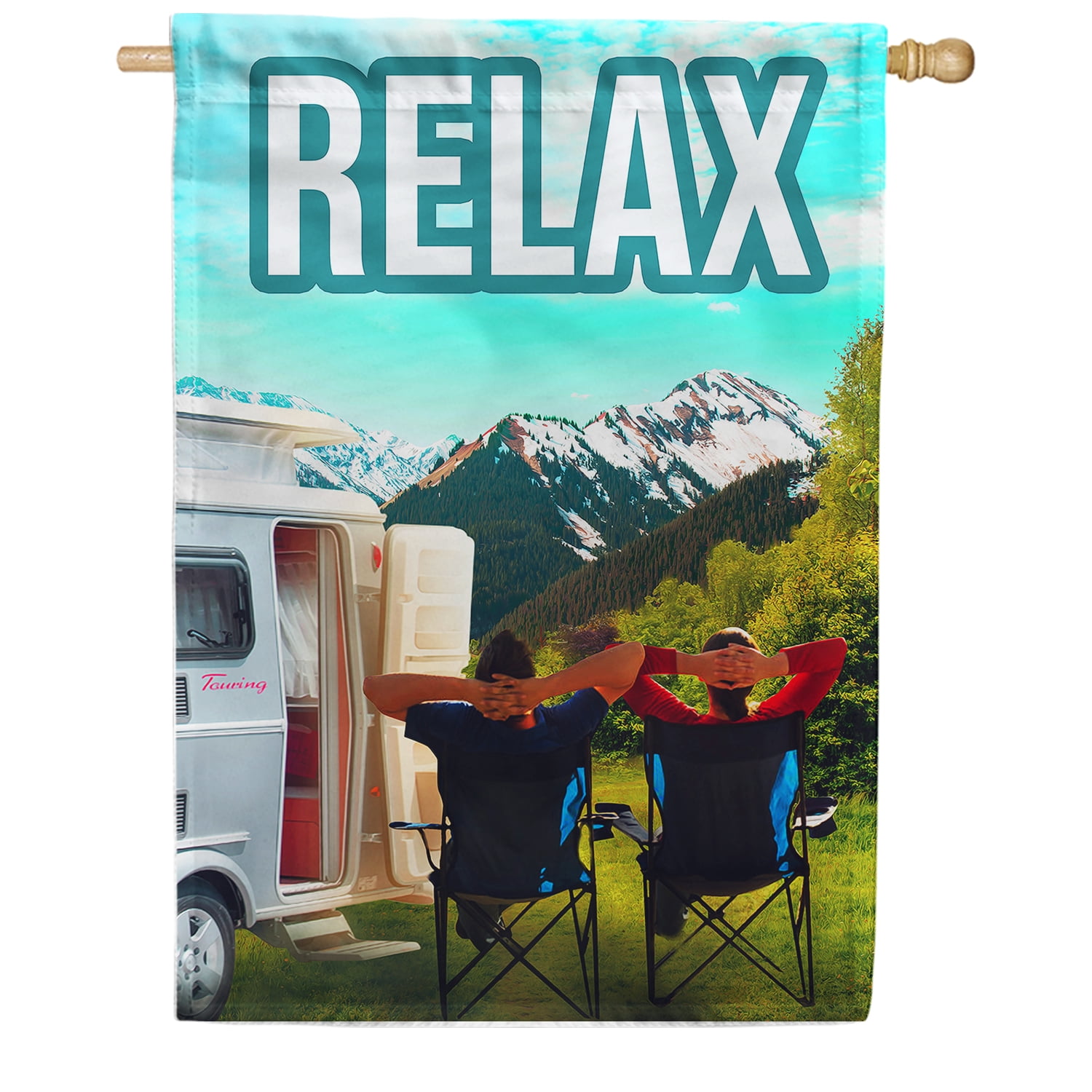 America Forever Happy Camping Relax House Flag Double Sided Winter ...