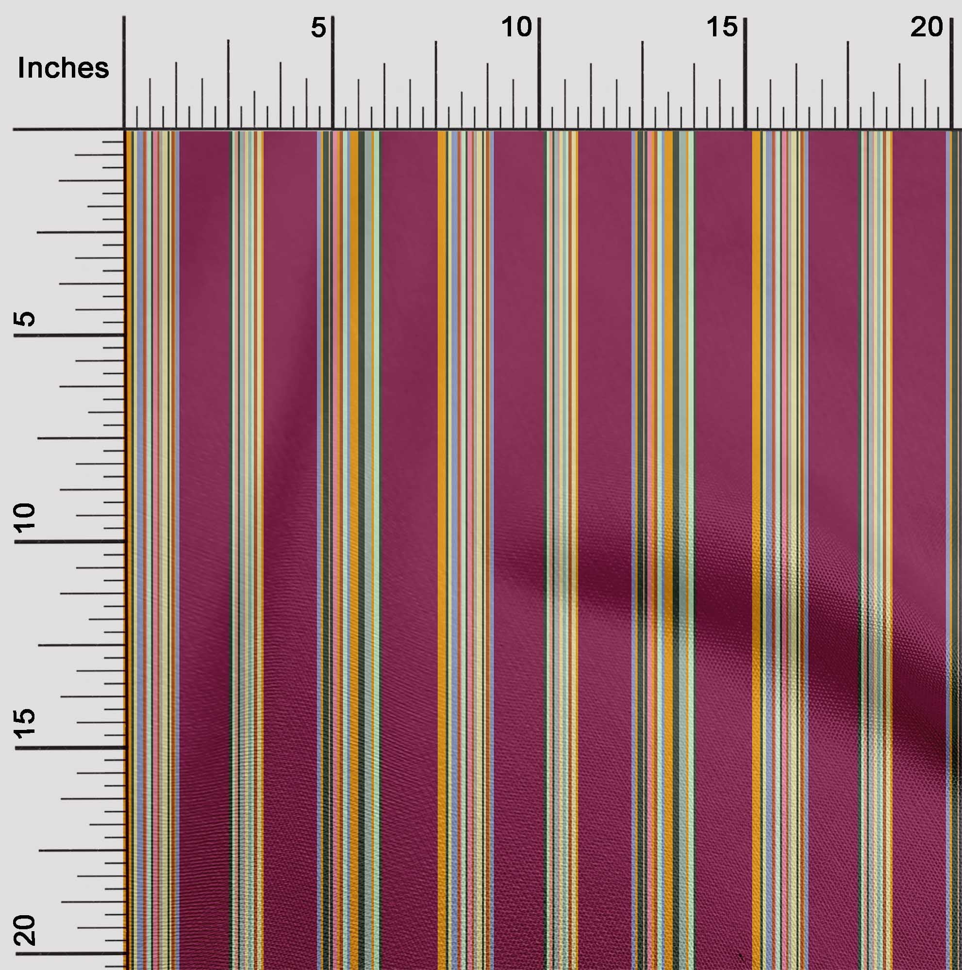 oneOone Silk Tabby Fabric Multicolor Stripe Printed Fabric 1 Yard 42 ...