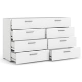 Pemberly Row 8 Drawer, Wooden Double Dresser in White, Contemporary ...