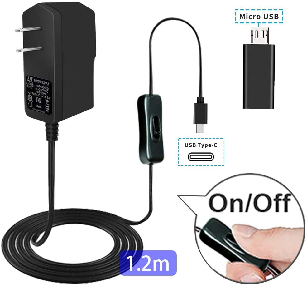 GeeekPi Raspberry Pi 4 Power Supply, Raspberry Pi 5V 3A USB-C Charger ...