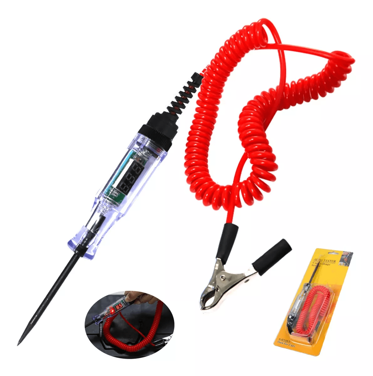 Probador De Corriente Automotriz Bolígrafo 6v-12v-24v Negro con Rojo ...