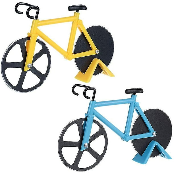 2 Piece Bicycle Pizza Cutter, Stainless Steel Wheels, Food Grade Non ...