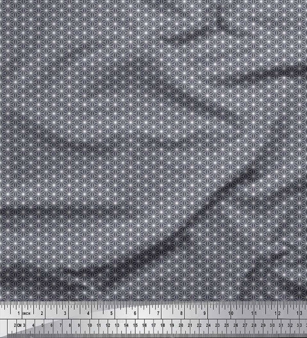 Soimoi Modal Satin Fabric Geometric Small Print Fabric by The Yard 42 ...