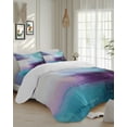 4 Piece Duvet Cover Set Full, Cyan Purple Stitching Color Block Soft ...