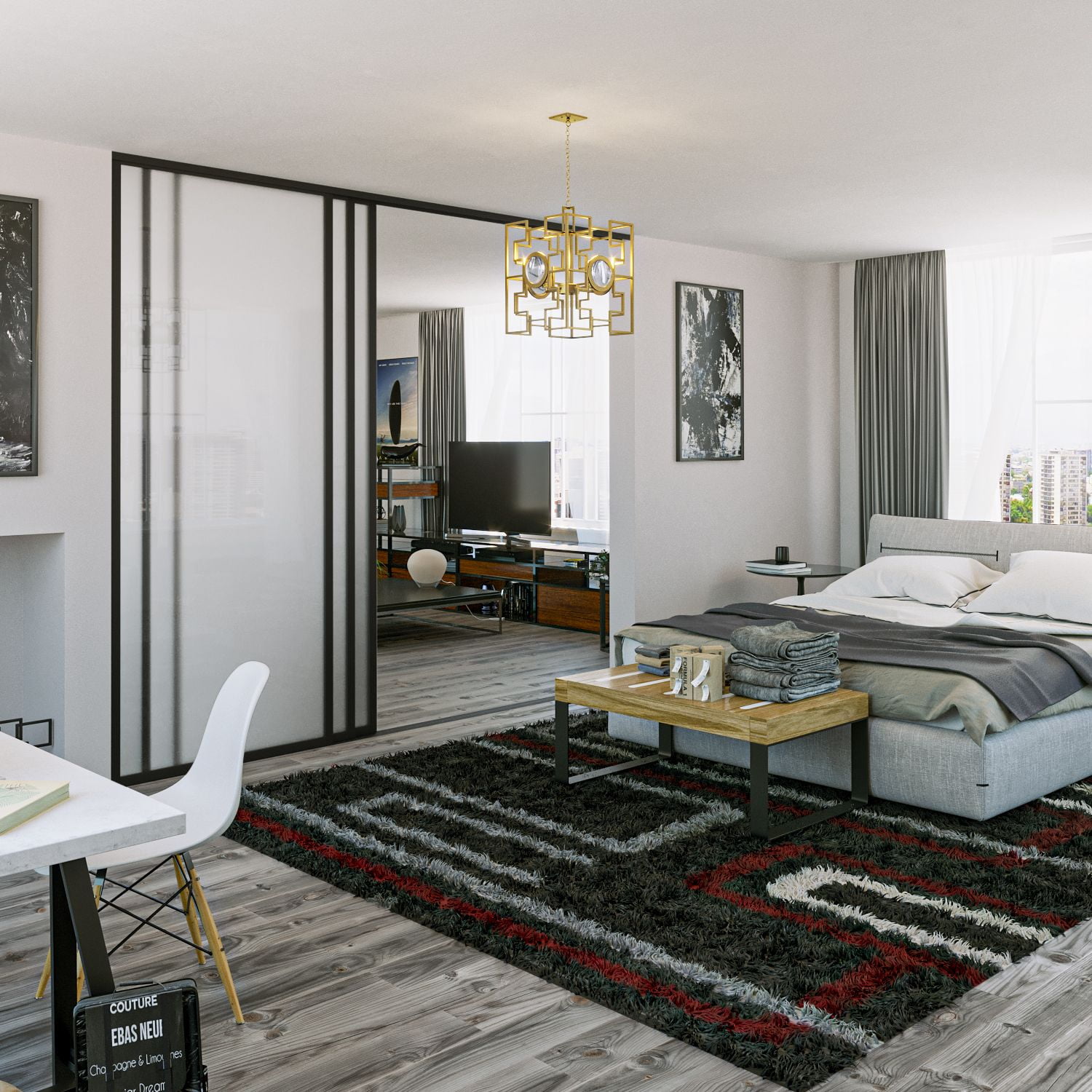 Frosted Sliding Glass Room Dividers 3 Panels by Doors22 - Walmart.com