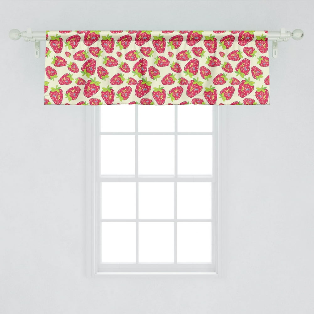 Ambesonne Strawberry Window Valance Tropical Summer Fruit Pattern