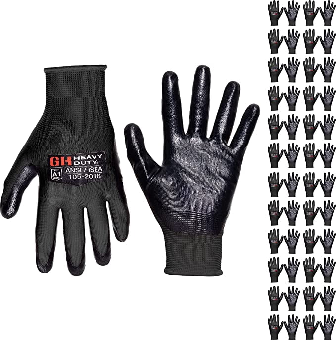 GH Heavy Duty Nitrile Reusable Work Gloves, All Purpose Working Gloves ...