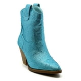 Forever Women Cowgirl Cowboy Western Ankle Boots Pointy Toe Rhinestone ...