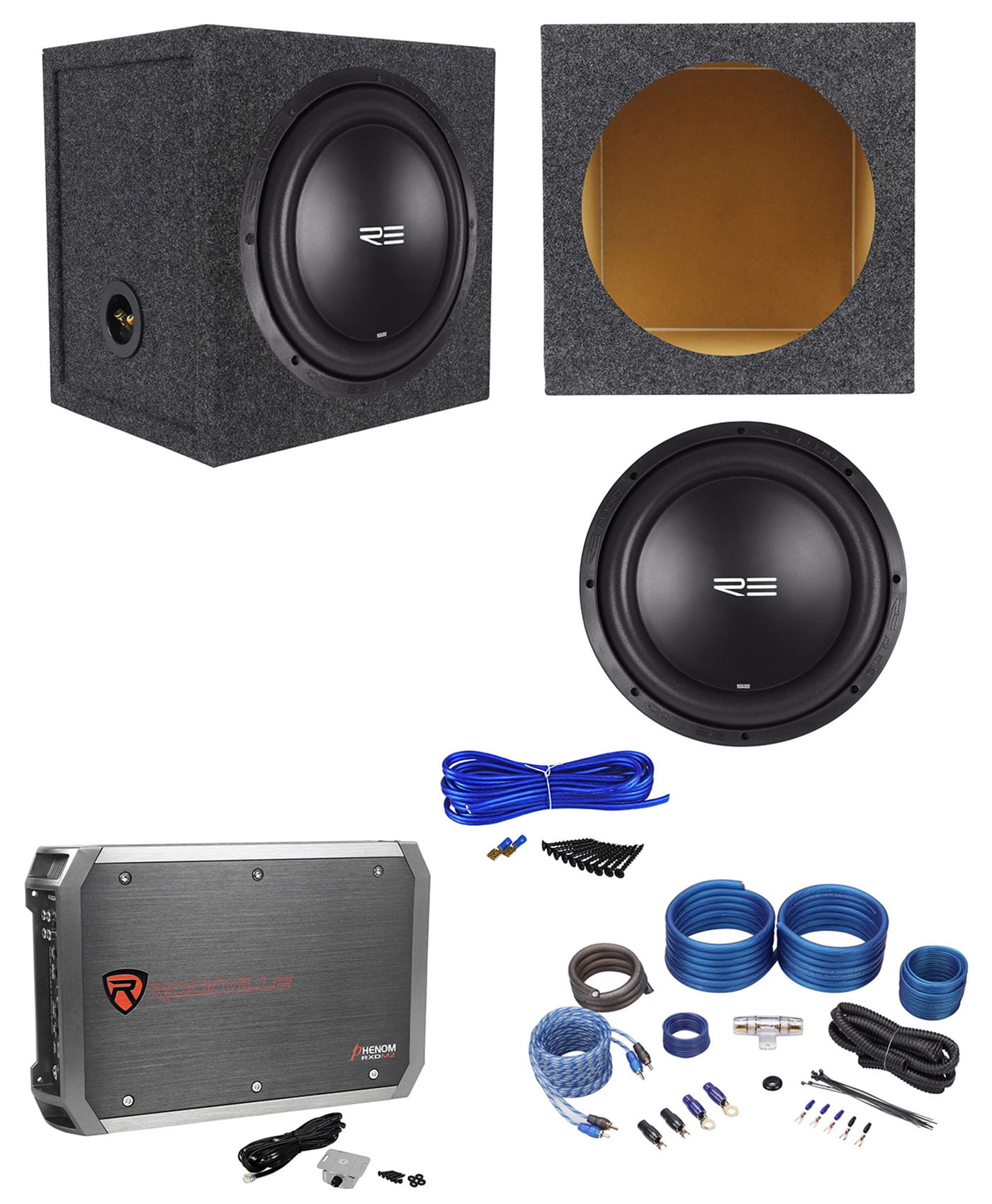 RE Audio SEX12D2 V2 SEXV2 12" 750W Subwoofer+Sealed Box+Mono Amplifier ...