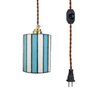 FSLiving Hanging Swag Lamp Pendant Light with 15ft Plug-in UL Dimmable ...