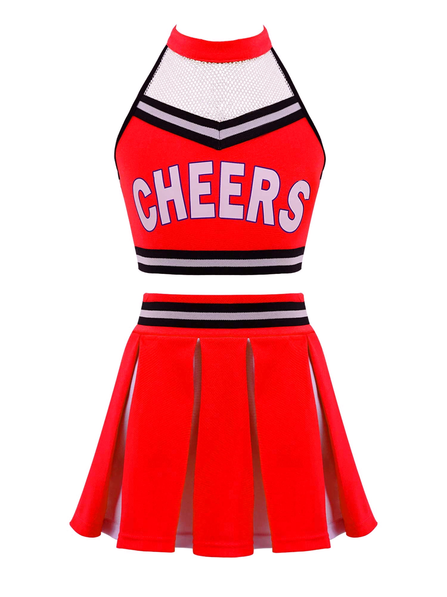 CHICTRY 2Pcs Girls Cheerleading Outfit Cropped Top with Skirt Set ...