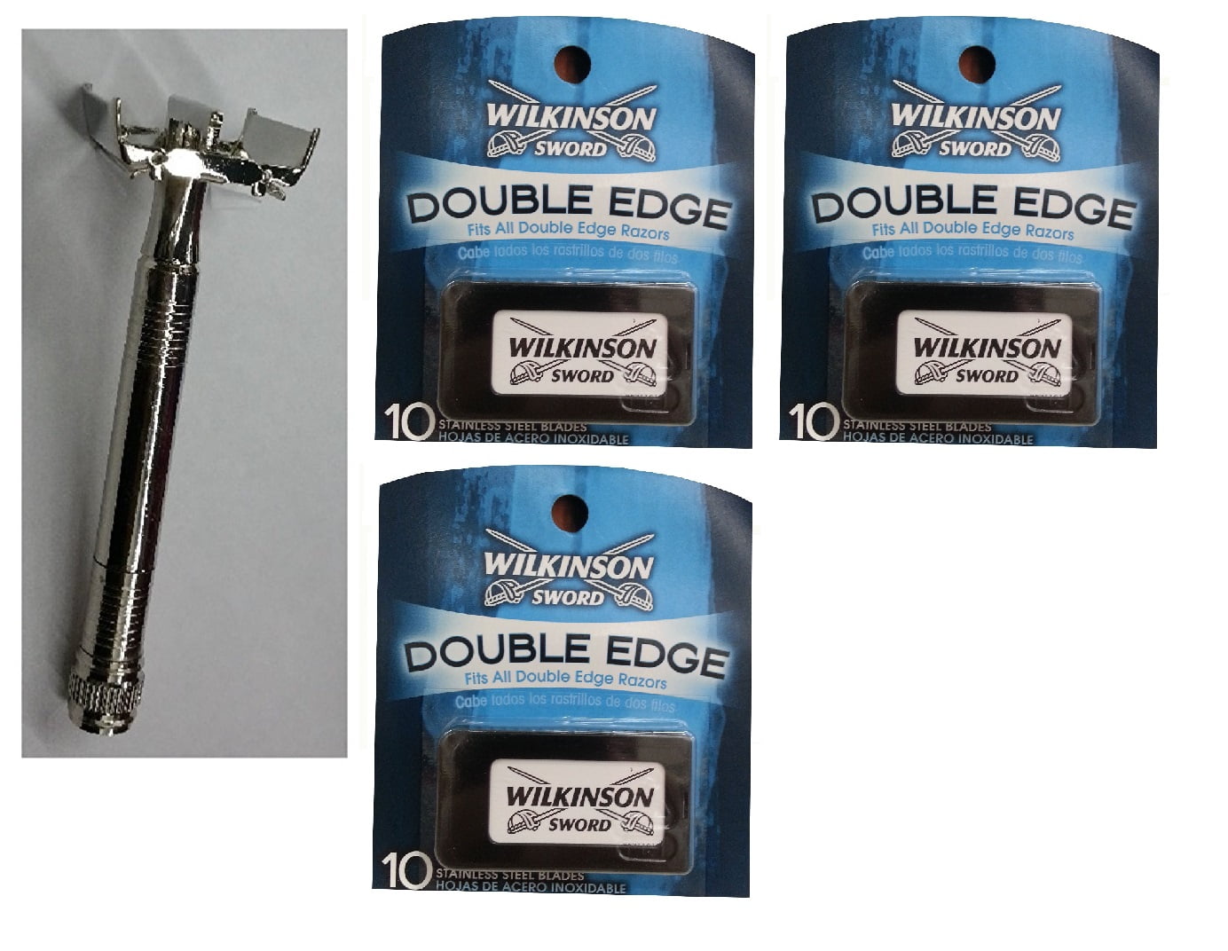 Double Edge Safety Razor + Wilkinson Sword Double Edge Razor Blades, 10 ...