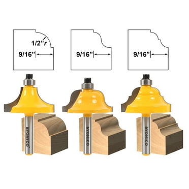 4 Bit Round Nose Router Bit Set- Plunge - 1/4" Shank - Yonico 14460q ...