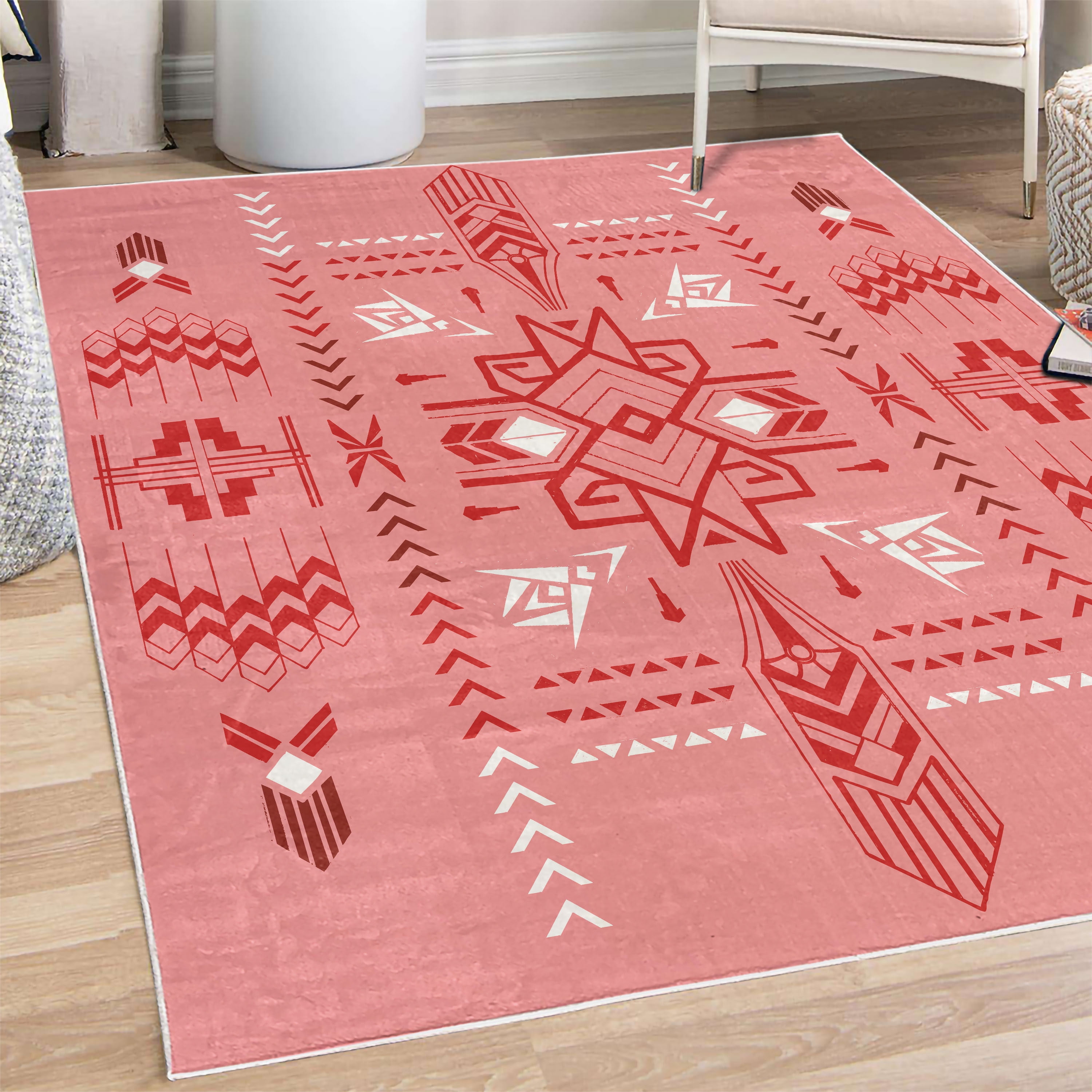 Geometric Decorative Rug, Tribal Hand Drawn Vintage Aztec Background in ...