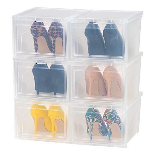 IRIS USA, Inc. NSSB-H Front Entry Stackable Shoe Box, Tall, Pearl ...
