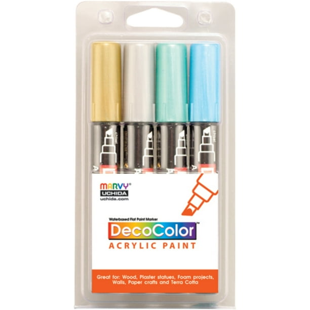 Uchida DecoColor Acrylic Paint Marker Set, Metallic - Walmart.com