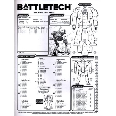 BattleTech Record Sheet Booklet [16-Pages] - Walmart.com
