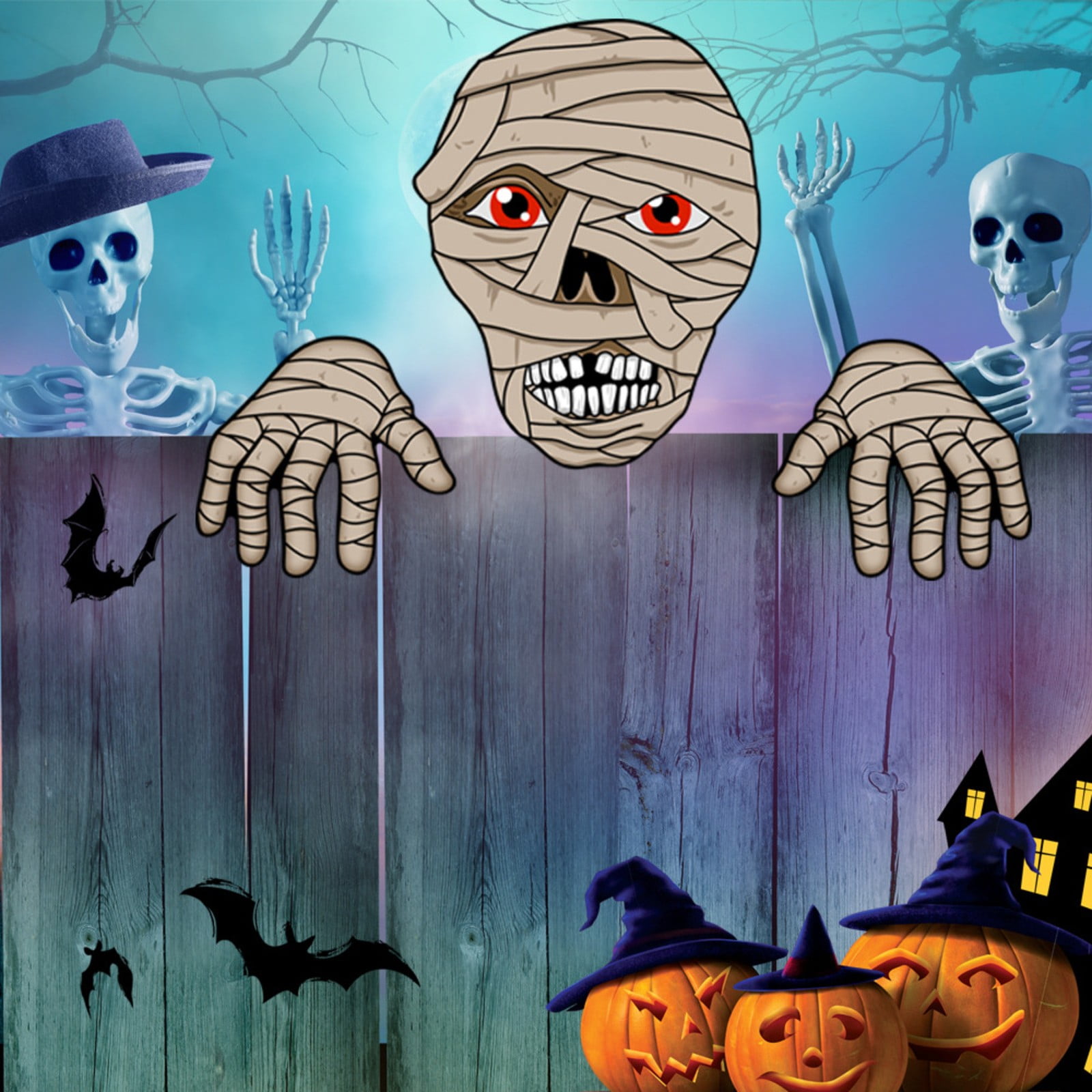 Click here for Bker 3 Pieces Halloween Fence Peeker Decoration Ha... prices