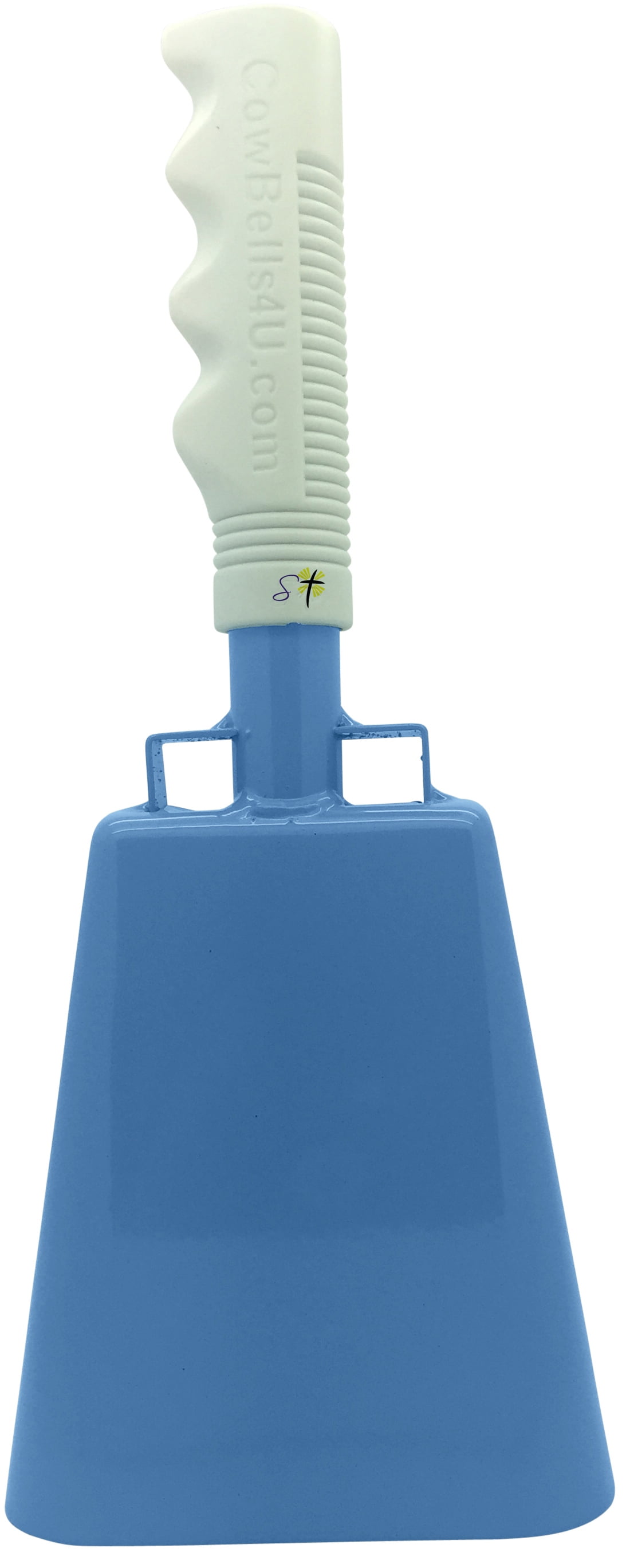 9.6 inch Carolina Blue Bell White Handle Cowbell with Stick Grip Handle ...