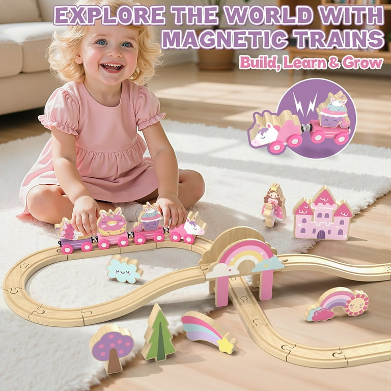 Amazon Train Sets Buy DeXop Wooden Train Set 12 Piece-Toy Train ...