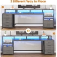 75 Inch Computer Desk with 5-Drawer Power Outlet & Led Lights, Home ...
