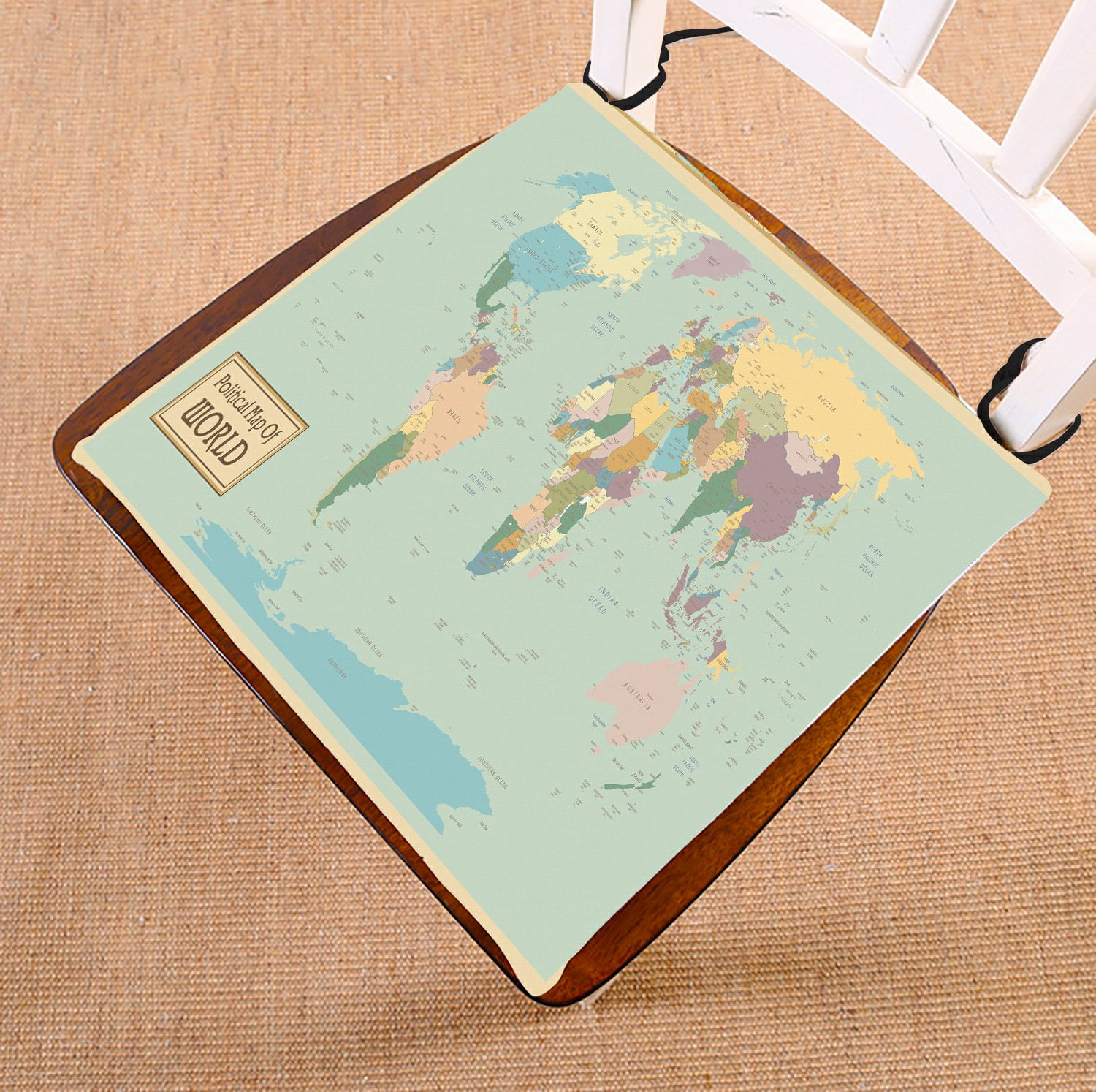 PHFZK Global Map Chair Pad, Educational World Map Geologist Gifts Seat ...