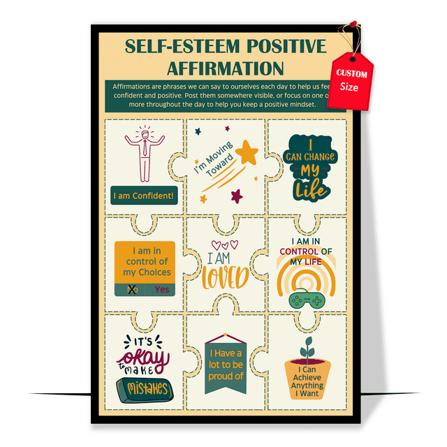 LOLUIS Self-Esteem Positive Affirmations Poster, Mental Health Posters ...