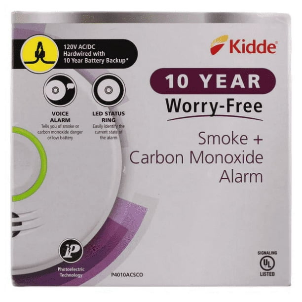 Kidde P4010ACSCO, 120V Hardwired Combination Smoke & CO Detector, 10 ...