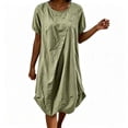Bxsruta Women's Cotton Short Sleeve Crew Neck Loose Fit Button Decor ...