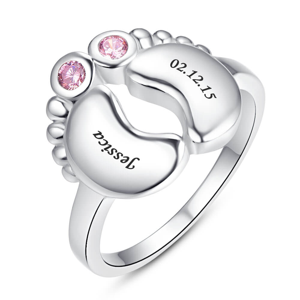 Personalized Promise Rings 2 Simulated Birthstones Name Rings for ...