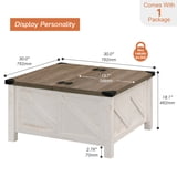 WAMPAT 30" Modern Farmhouse Coffee Table, Square Wood Center Table with ...