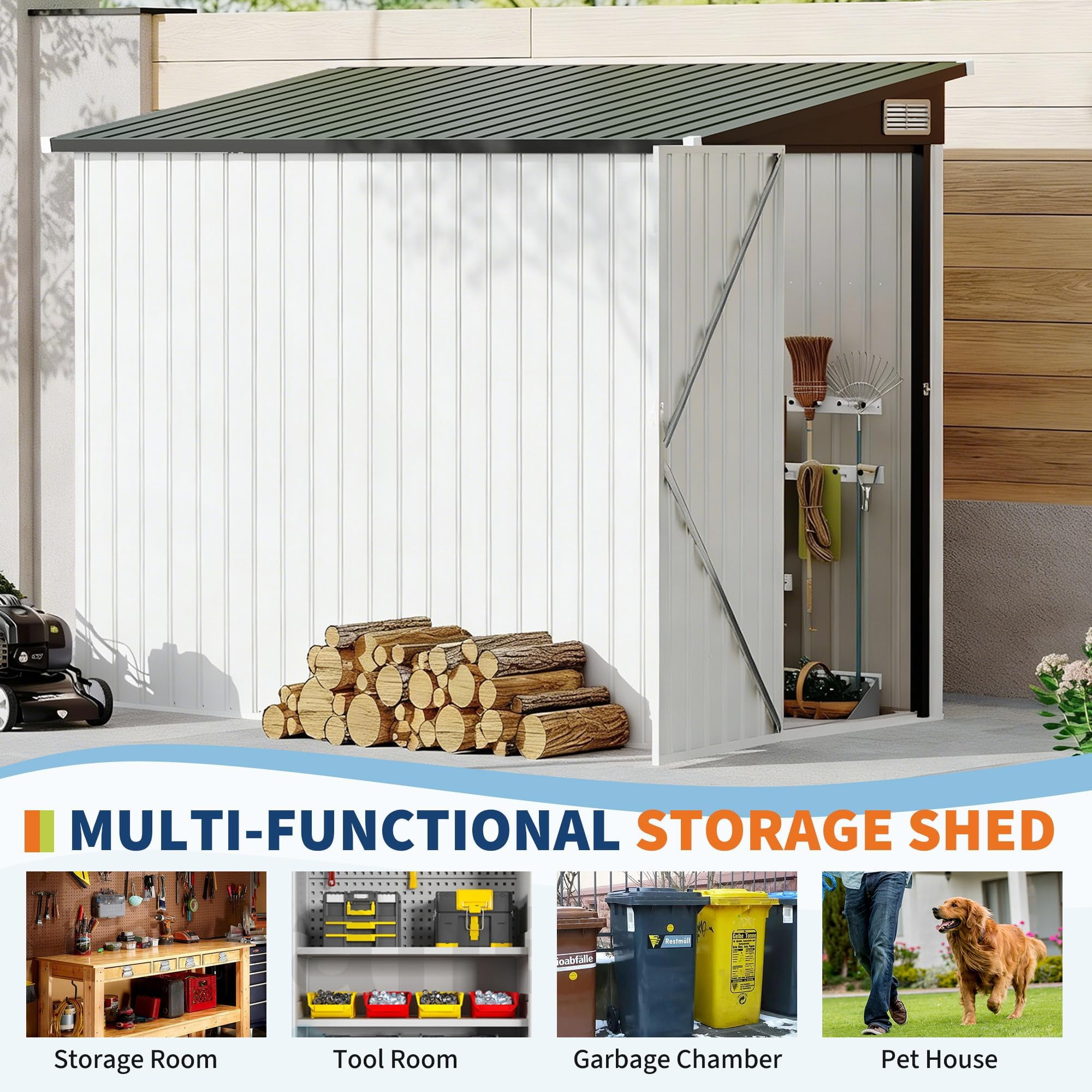 Click here for Caztoi 4x8 Ft Outdoor Metal Storage Shed Galvanize... prices