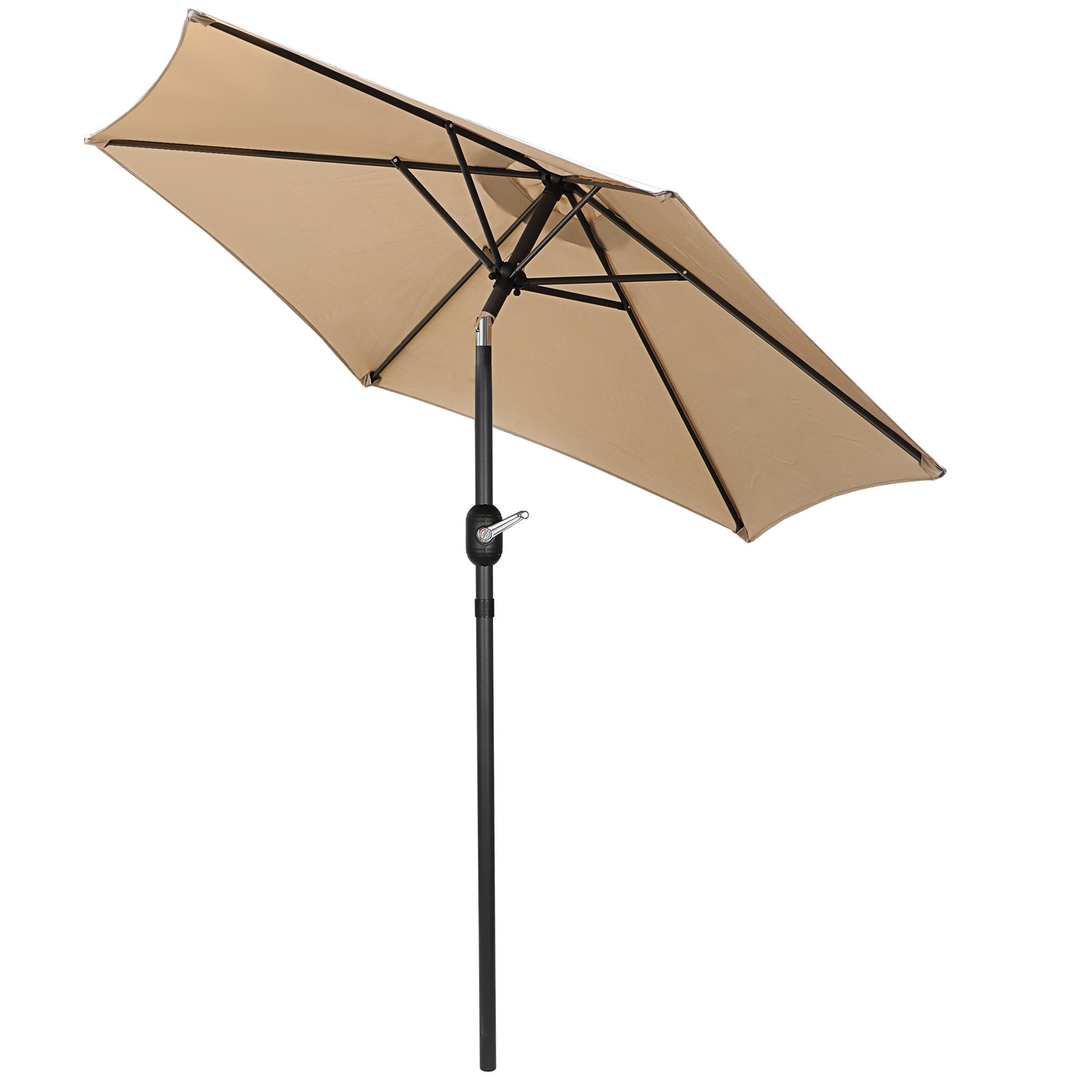 ZENSTYLE Tan Patio Umbrella 6 Ribbed Strong Light Weight Aluminum Frame ...