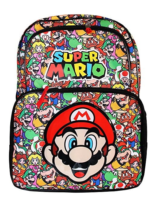 Disney Marvel Nintendo Super Mario Bros 16" Backpack with Face & All ...