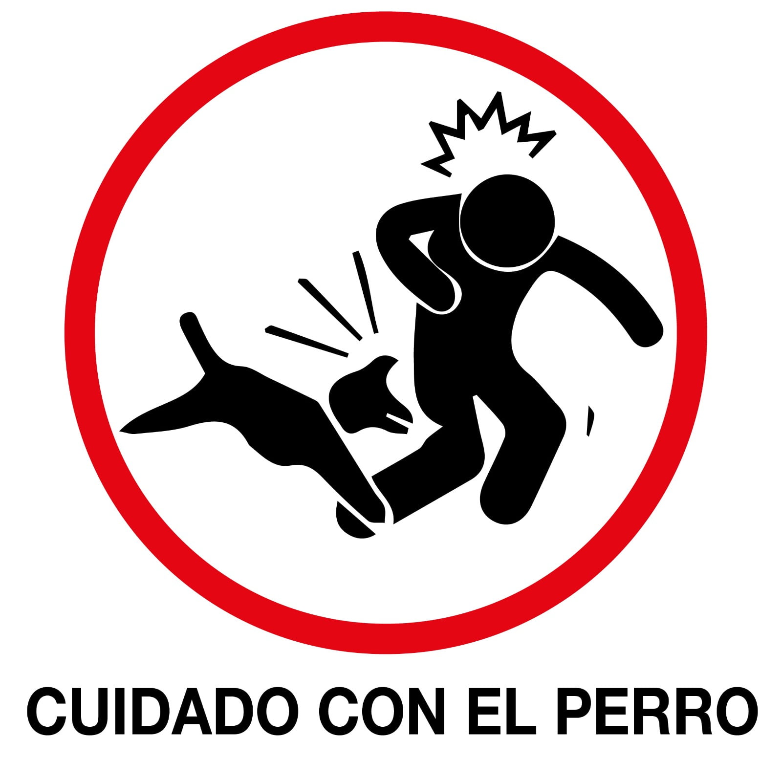 Señalamiento: "Cuidado con el perro", en blanco y rojo. Plástico ...