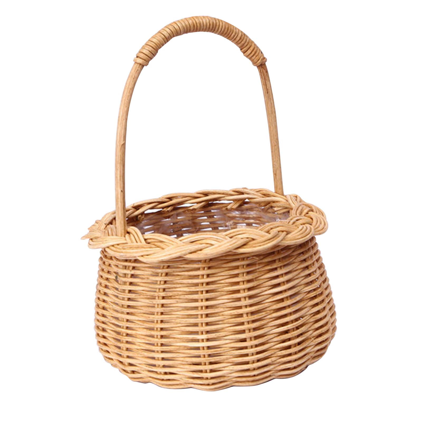 Flower Basket Rattan Bag Container Pastoral Wicker Brown/Beiges Home ...