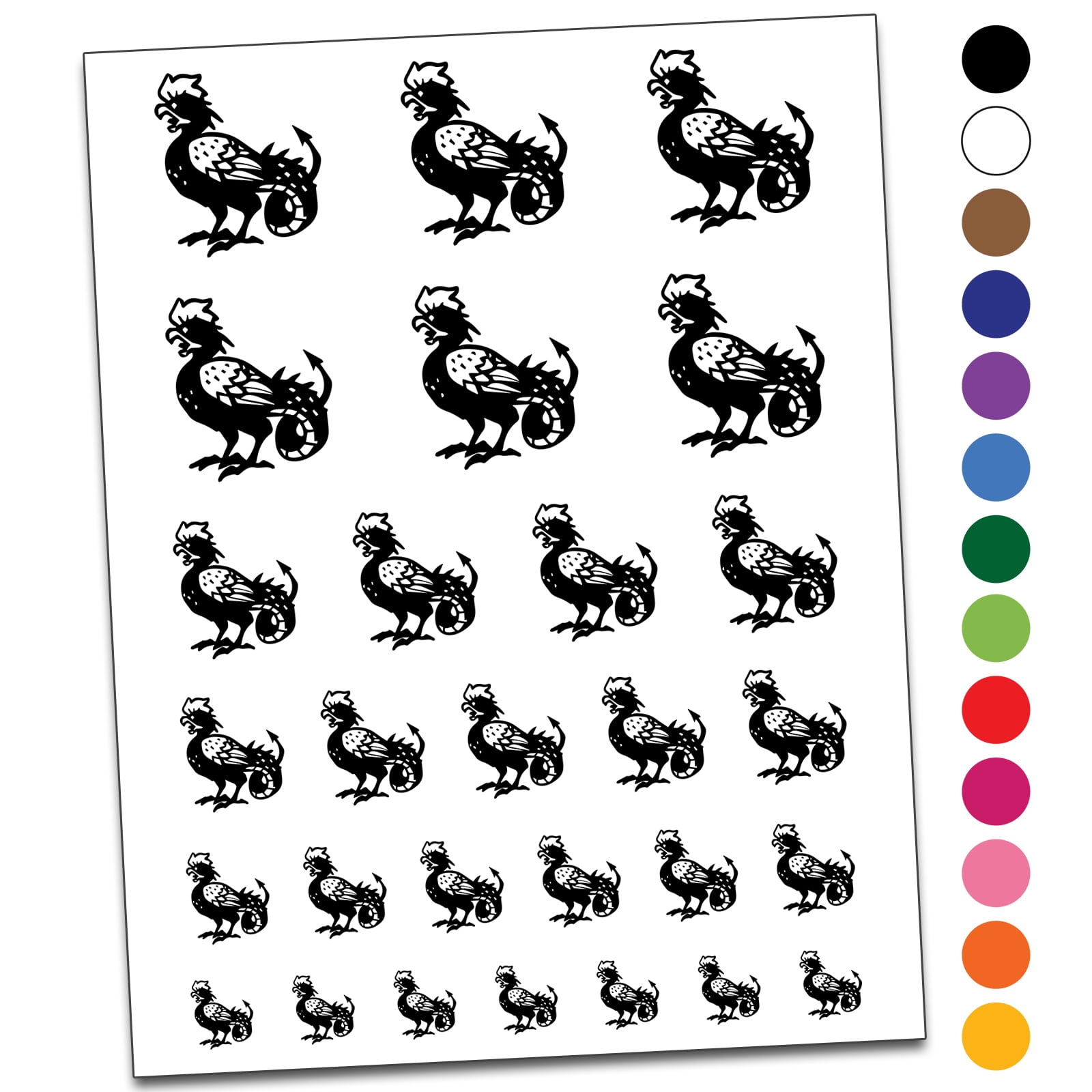 Cockatrice Mythical Monster Water Resistant Temporary Tattoo Set Fake ...