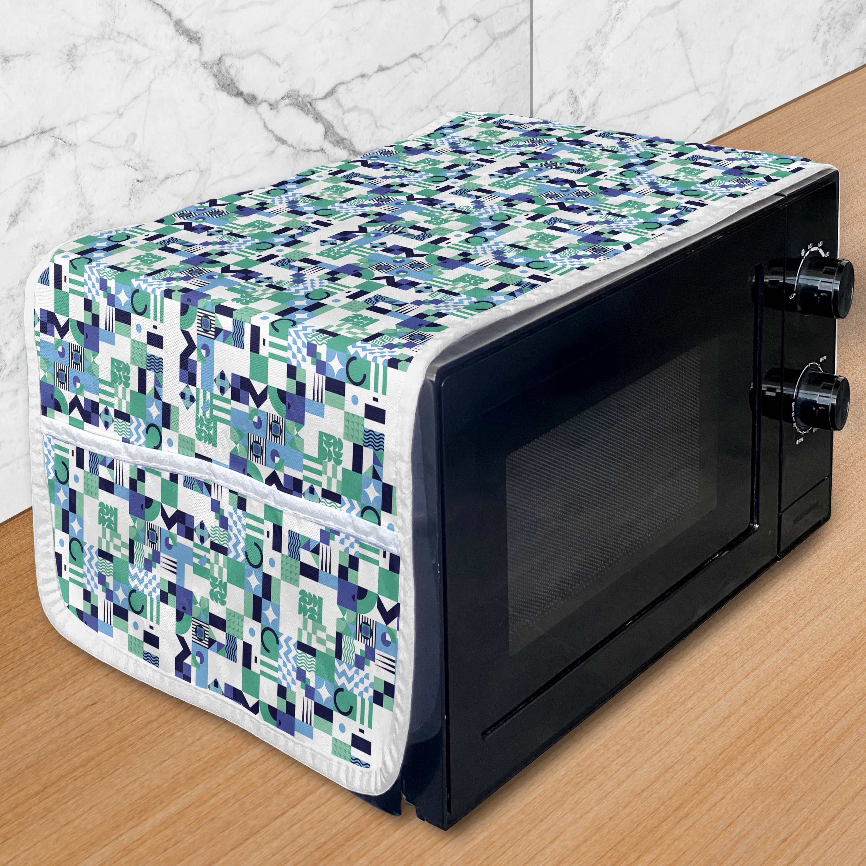 Mid Century Microwave Oven Cover, Geometric Modern Art Design in the ...