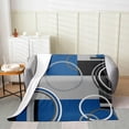 Abstract Circles Fuzzy Blanket Baby Size Blue Black Grey Throw Blanket ...
