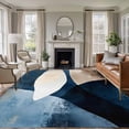 Abstract Geometric Rectangle Area Rug 8x10 ft Blue Gold Beige Dynamic ...