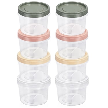 Storage Round Clear Container with Screw Lids For Small Items Organizer ...