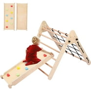 Costway Indoor Playset - 3-in-1 Wooden Climbing Structure for Kids with ...