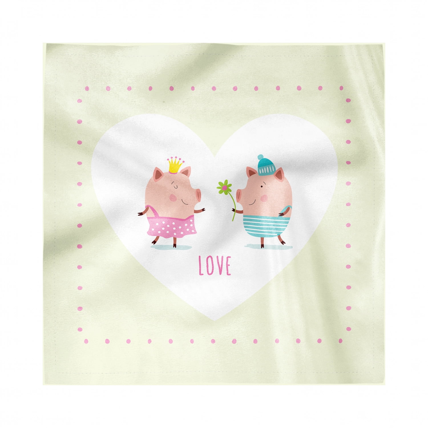 Pig Decorative Satin Napkins Set of 4, Cartoon Animals Illustration of ...