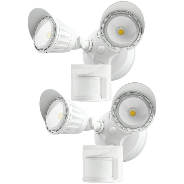 Leonlite 2-Pack 25W Dual-Head Motion Sensor LED Outdoor Security Light ...
